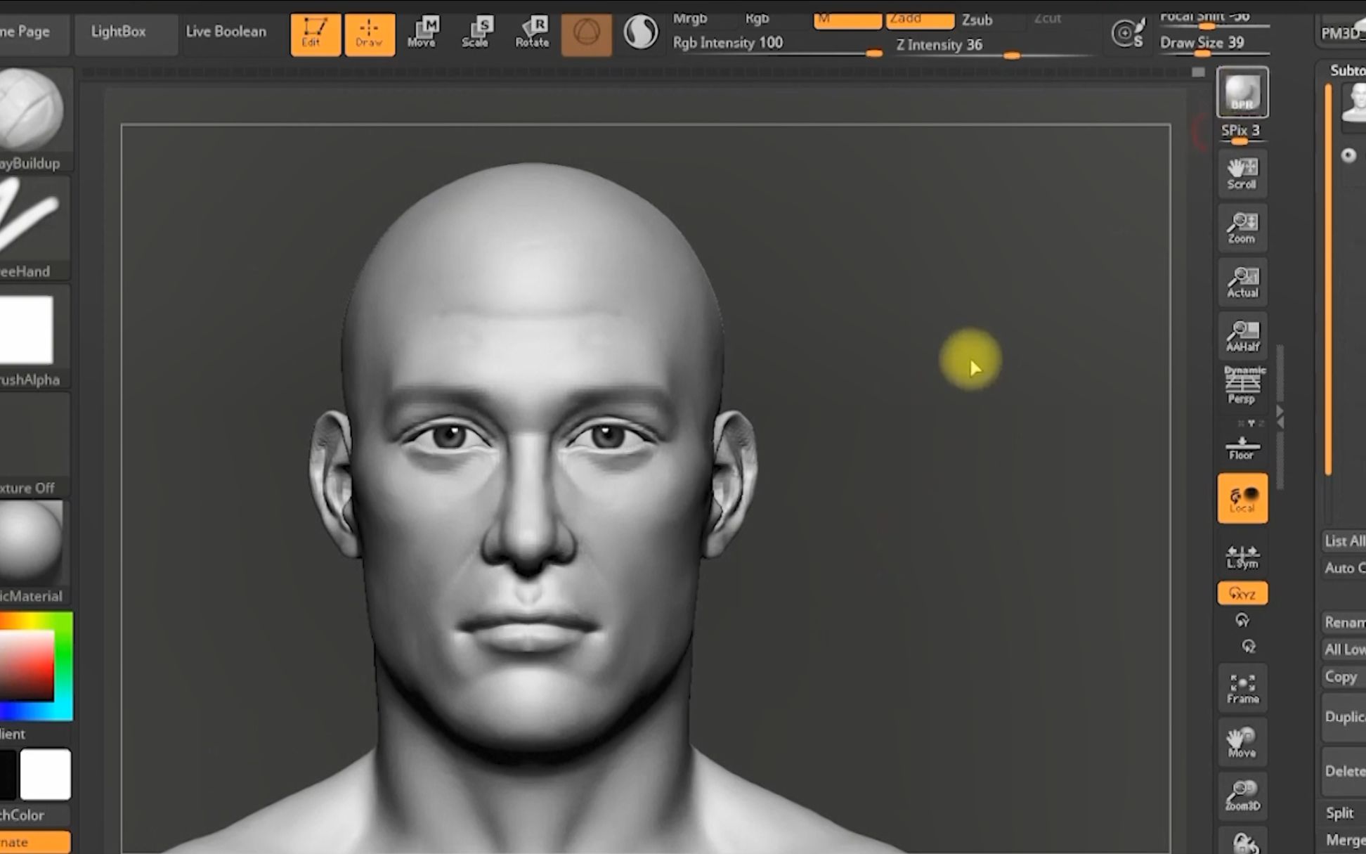 【3D建模】男性头部3D建模制作,ZBrush雕刻,建模教程