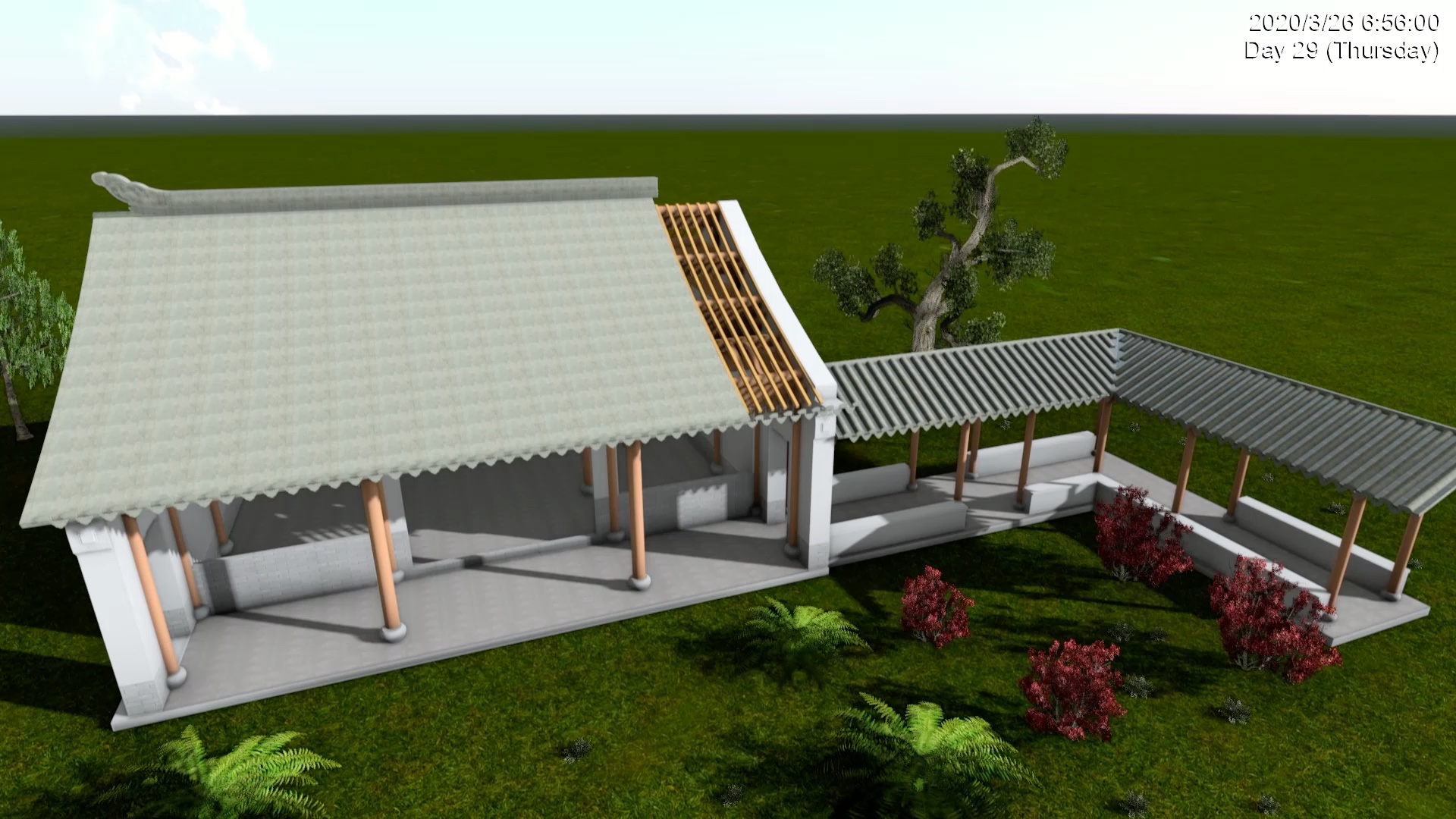 BIM#古建筑施工模拟生长动画
