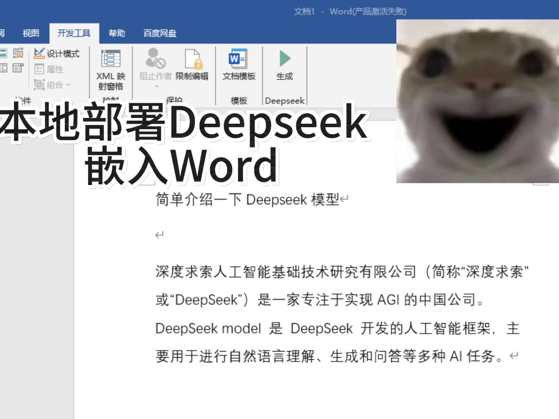 【Deepseek】一分钟教会你本地部署deepseek并接入Word实现文本...