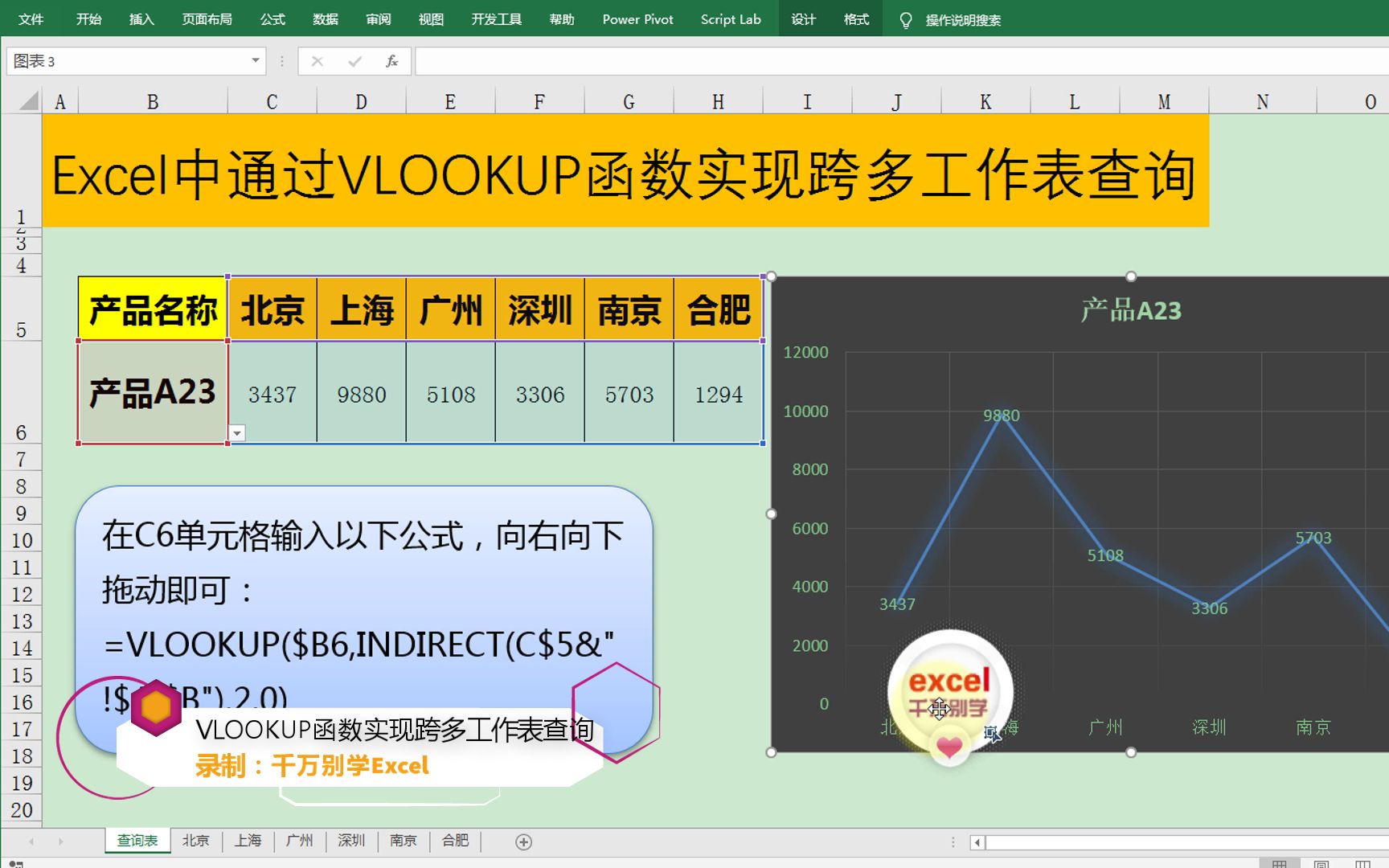 Excel中通过VLOOKUP函数实现跨多工作表查询