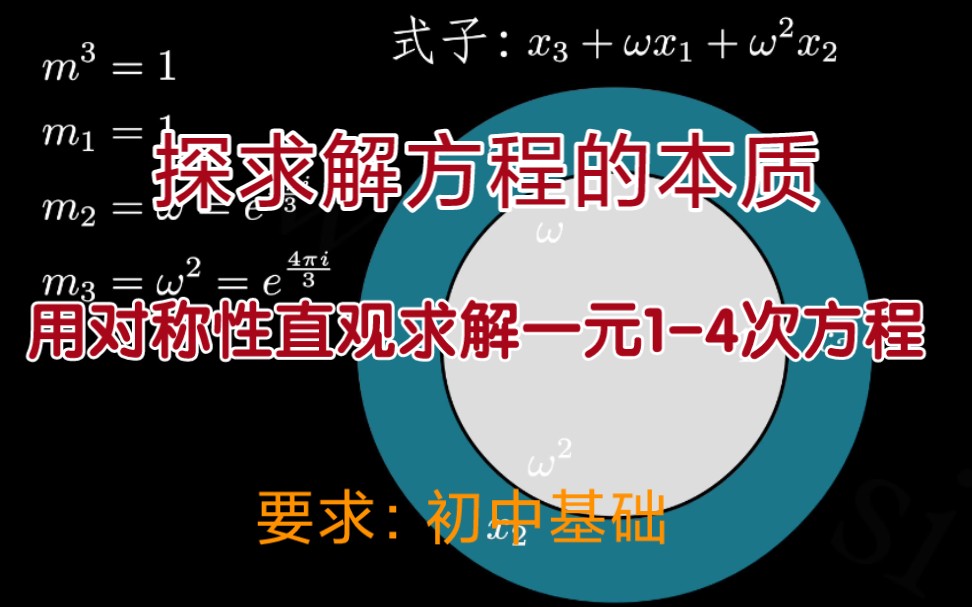 ...破解对称性】直观可视的1-4次方程解法,用对称性解方程,一元n次方程...