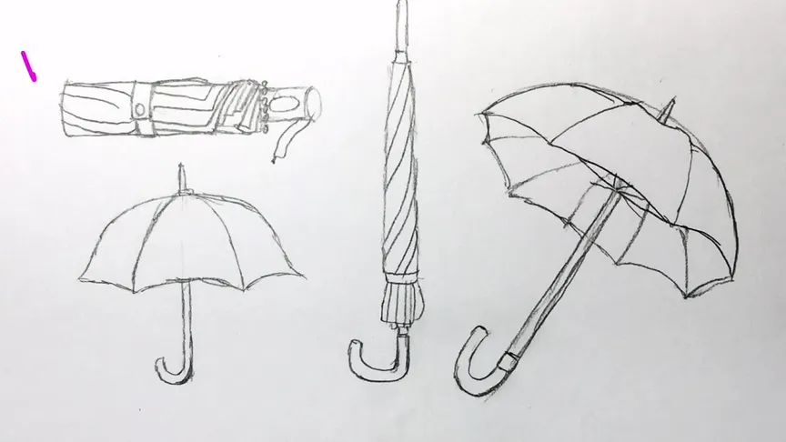 绘画技巧,雨伞不同角度的画法 (全民求知季)