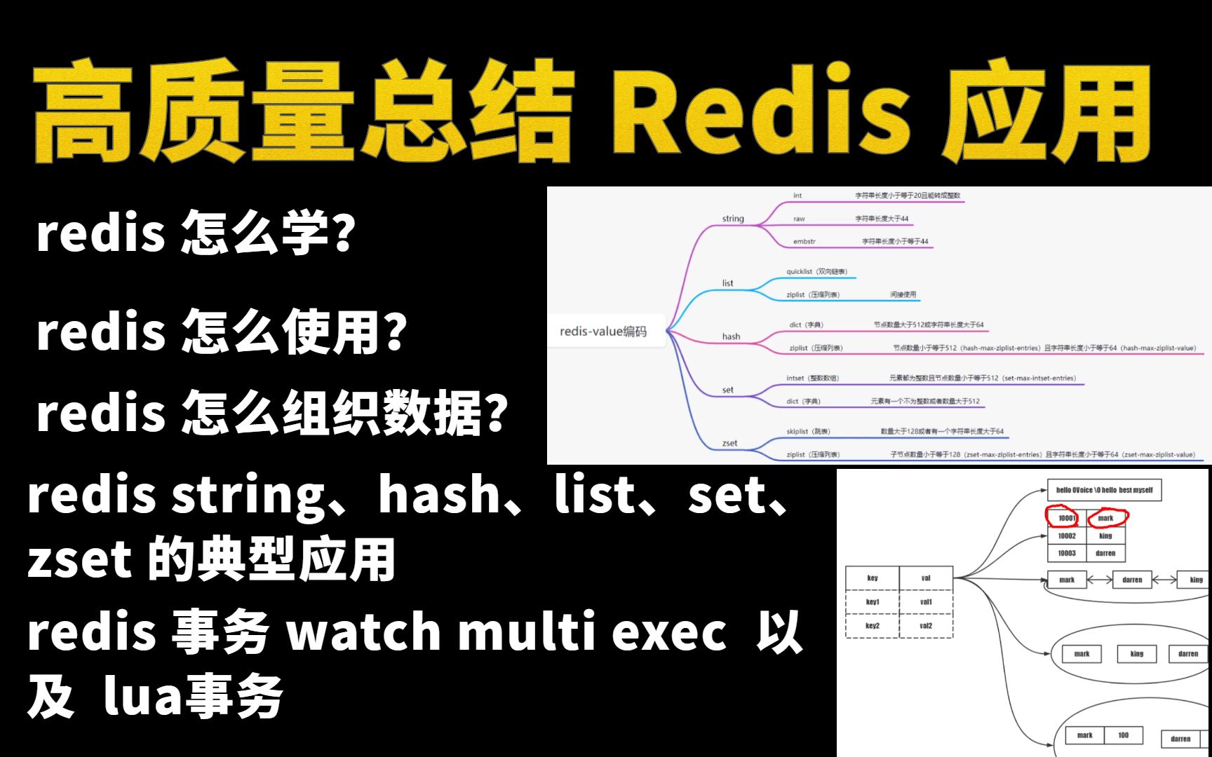 Redis 应用总结 string、hash、list、set、zset 、事务 watch multi exec...