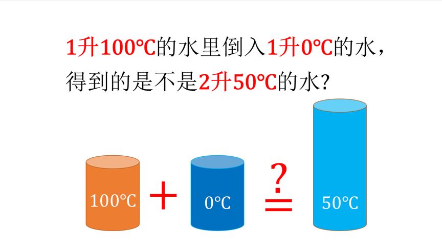 1升100℃的水里导入1升0℃的水,会得到2升50℃的水吗