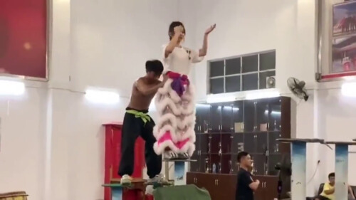 看看"舞狮"平时都是怎么训练的