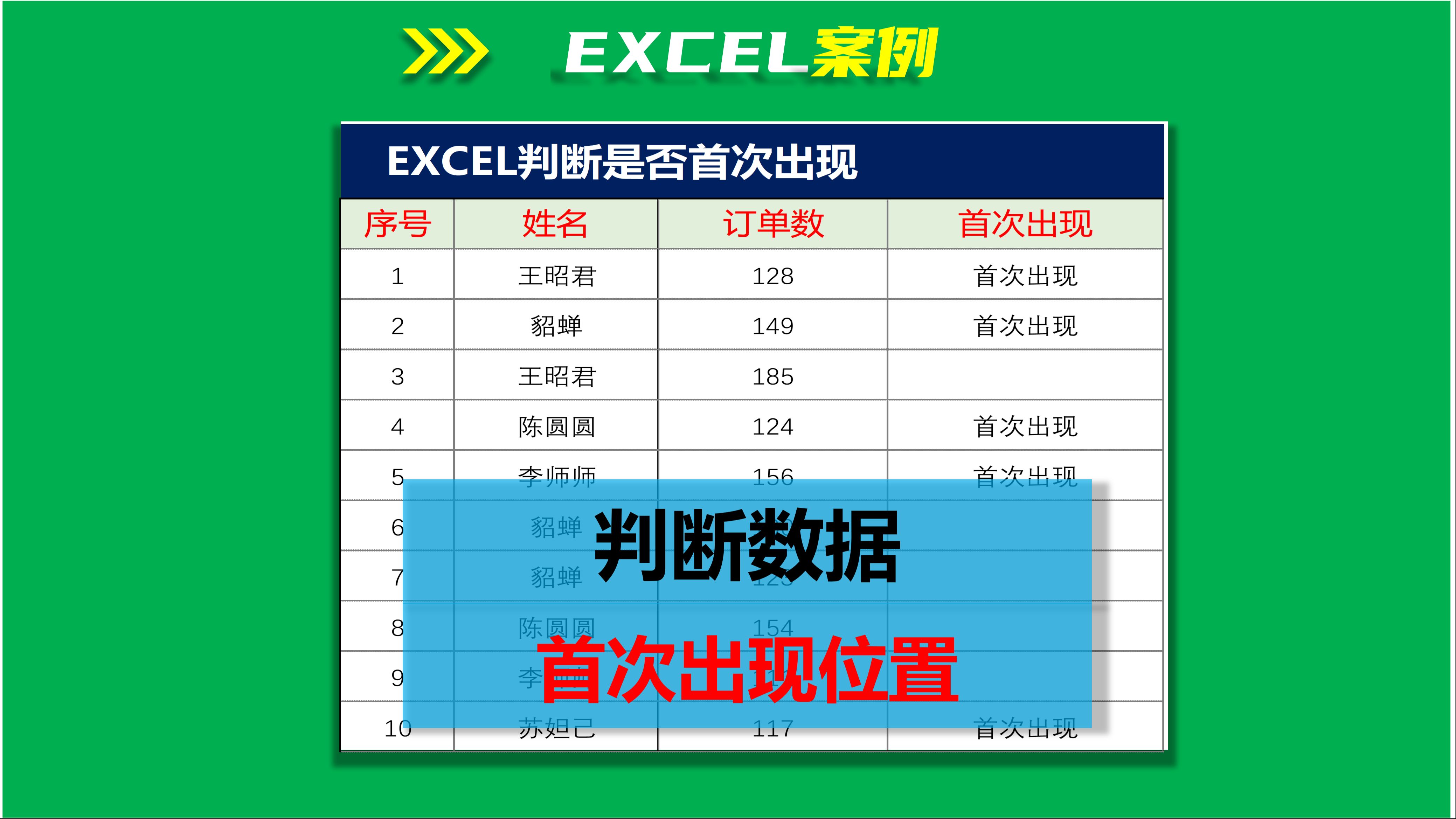 EXCEL案例6:查找首次出现的位置