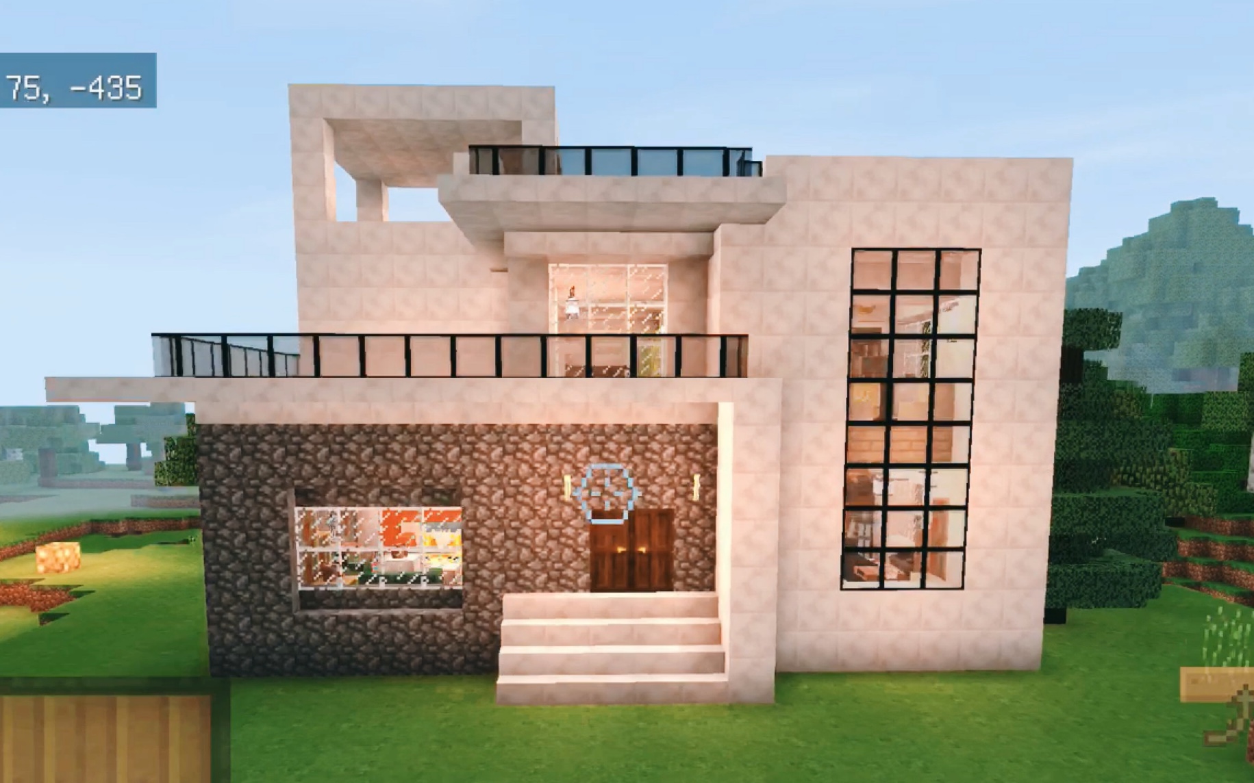 【Minecraft我的世界】现代简约双层别墅建筑展示+内饰分享【room ...