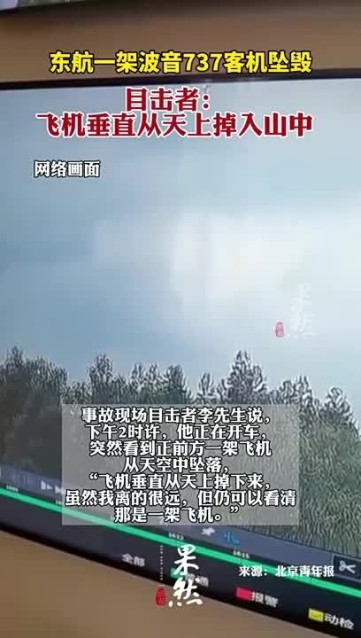 东航坠机事件目击者:飞机垂直掉入山中。