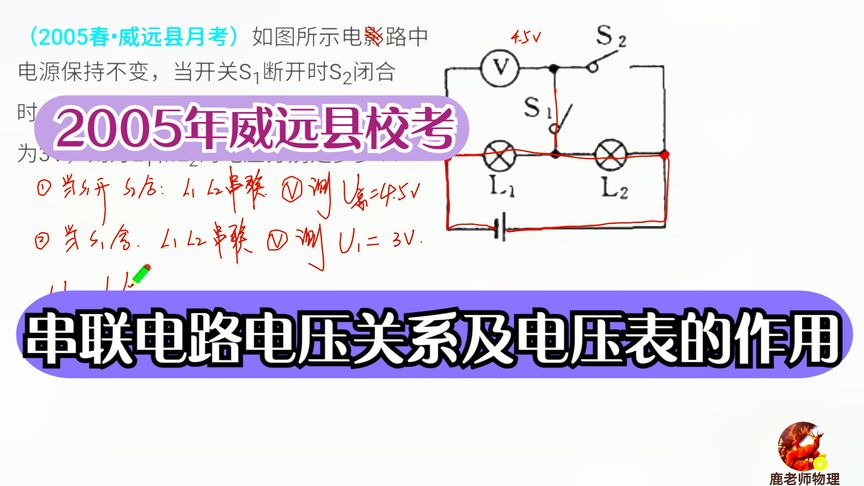 2005年威远县校考电压表的使用