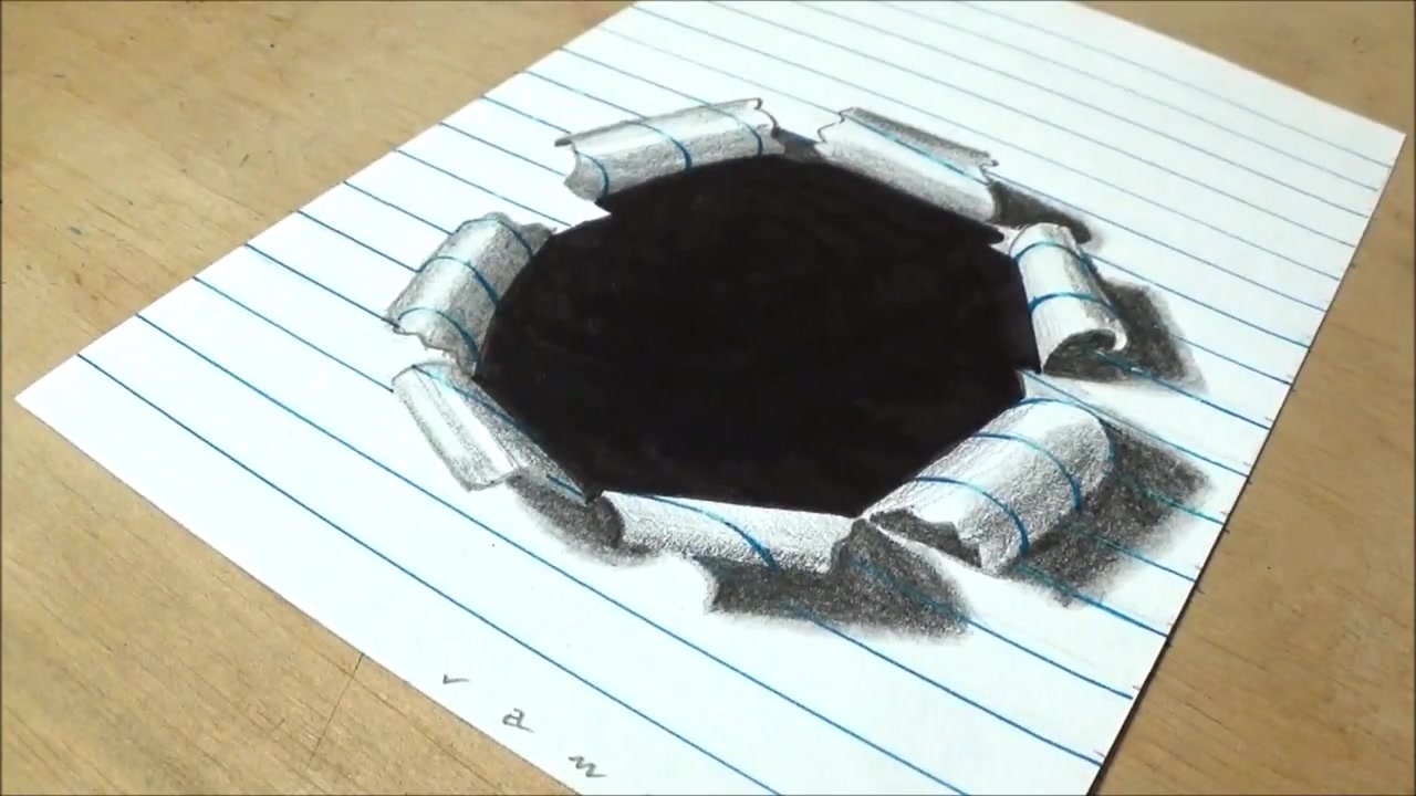 【3D绘画】如何在纸上画出空洞(2)