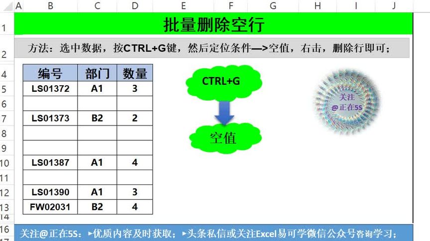 一键《批量删除空行》