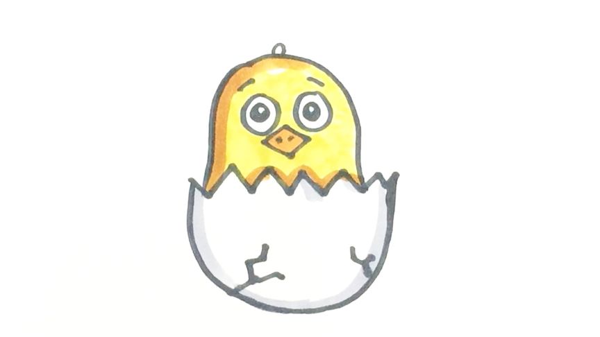 破壳小鸡简笔画,你的小可爱突然冒出来,懵懂的样子真呆萌