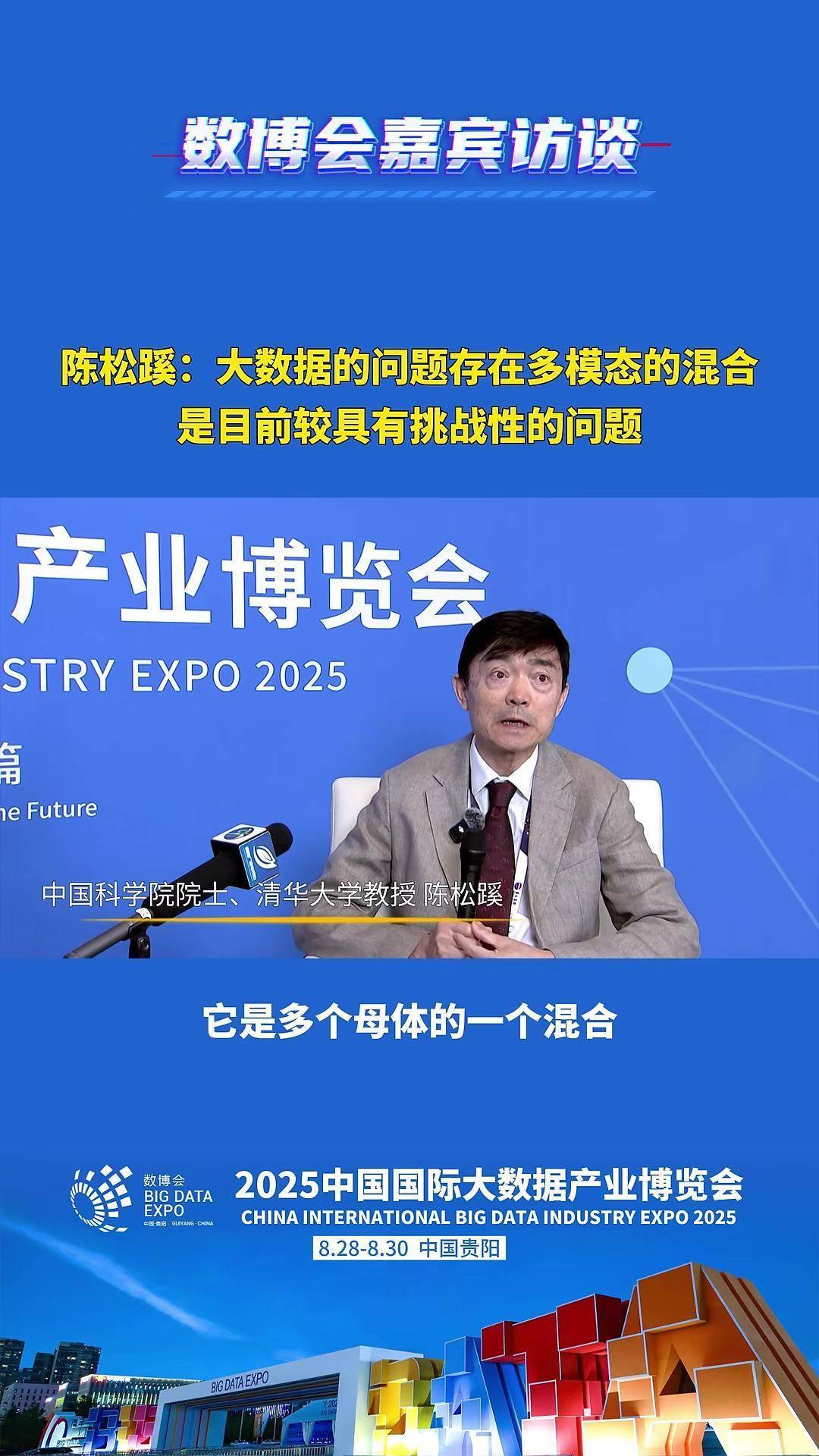 中国科学院院士、清华大学教授陈松蹊:大数据的问题存在多模态的...
