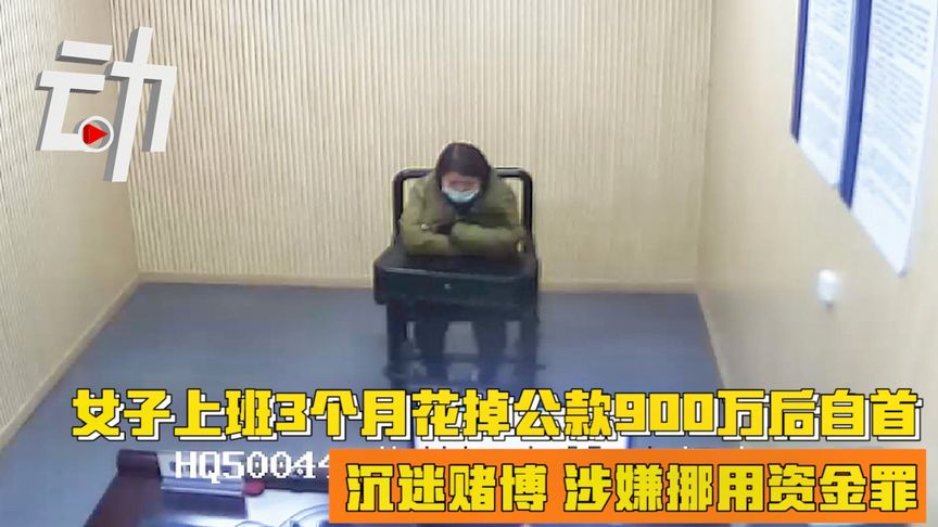 女子上班3个月花掉公款900万后自首:沉迷赌博 涉嫌挪用资金罪