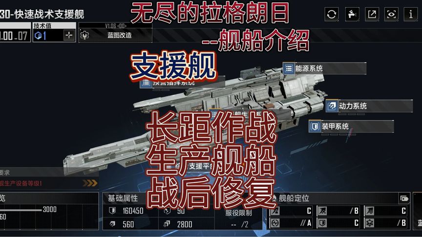 无尽的拉格朗日舰船介绍,战术支援舰,可以生产舰船和战后修复。