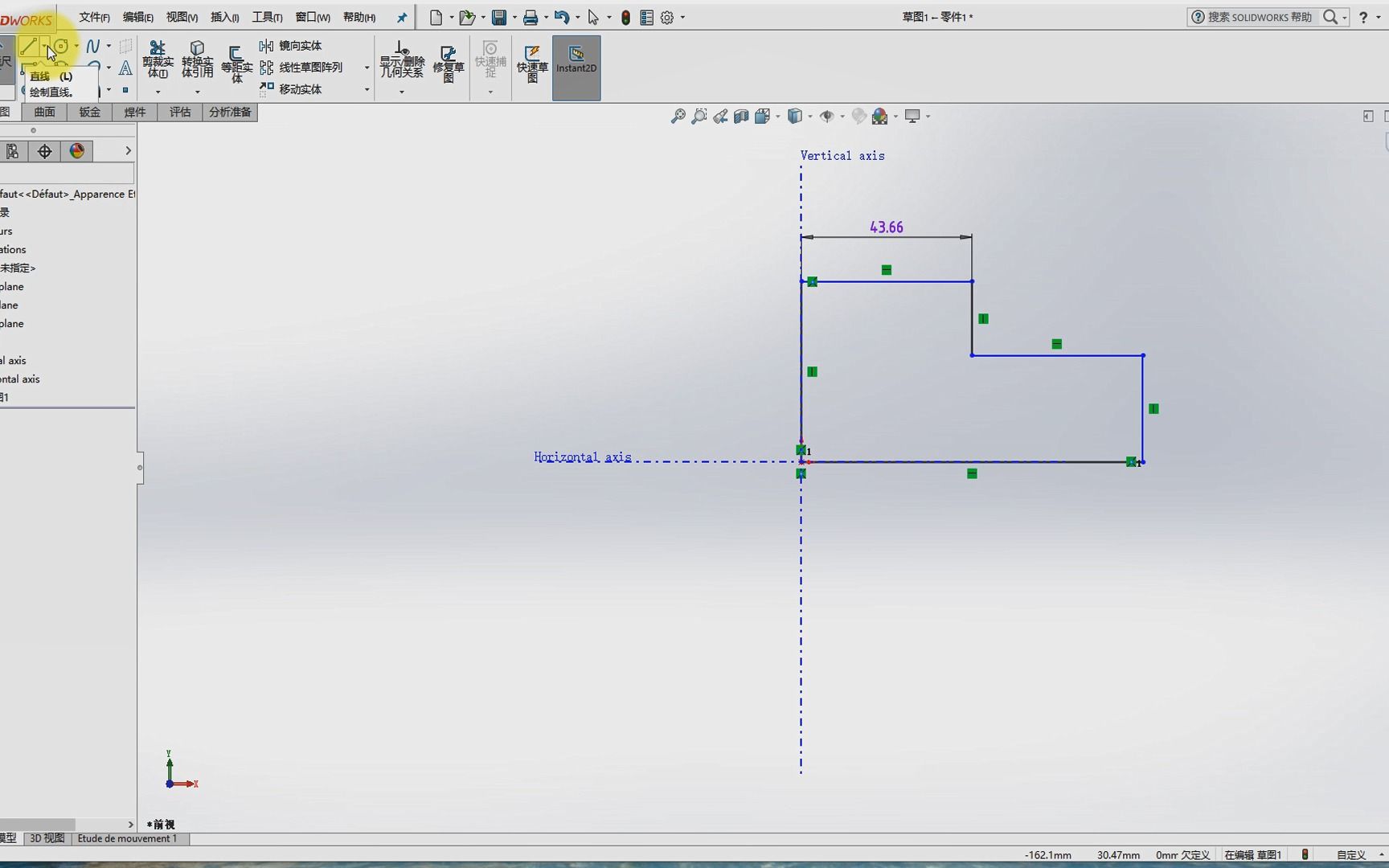 Solidworks旋转模型的草图,如何标注直径?