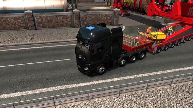 欧洲卡车模拟器2:奔驰Actos 重卡,巨型重型运输工业电缆260吨