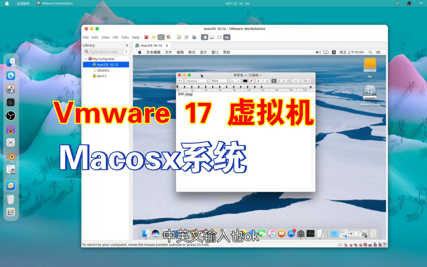 Linux中vmware17可以跑macosx吗?显卡声音都正常吗?