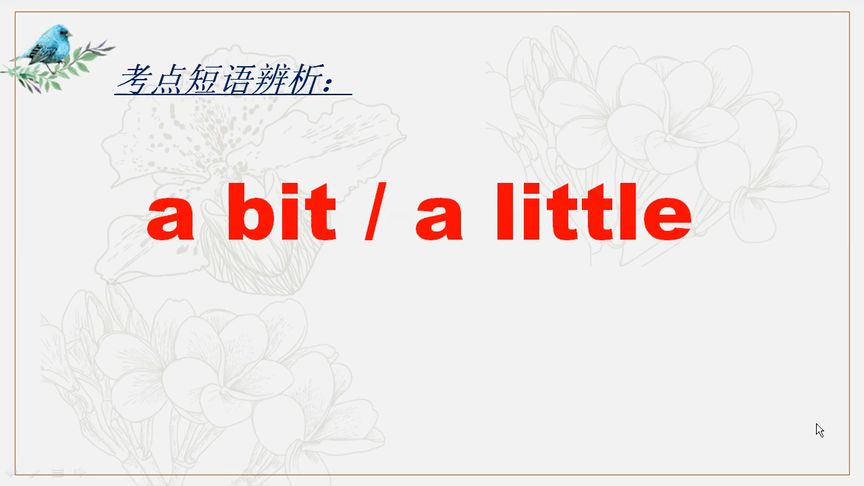 a little 和a bit意思完全一样吗?具体运用还有什么区别