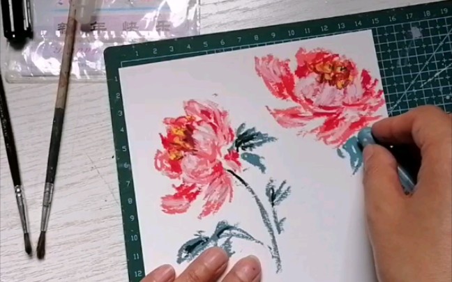 油画棒画牡丹