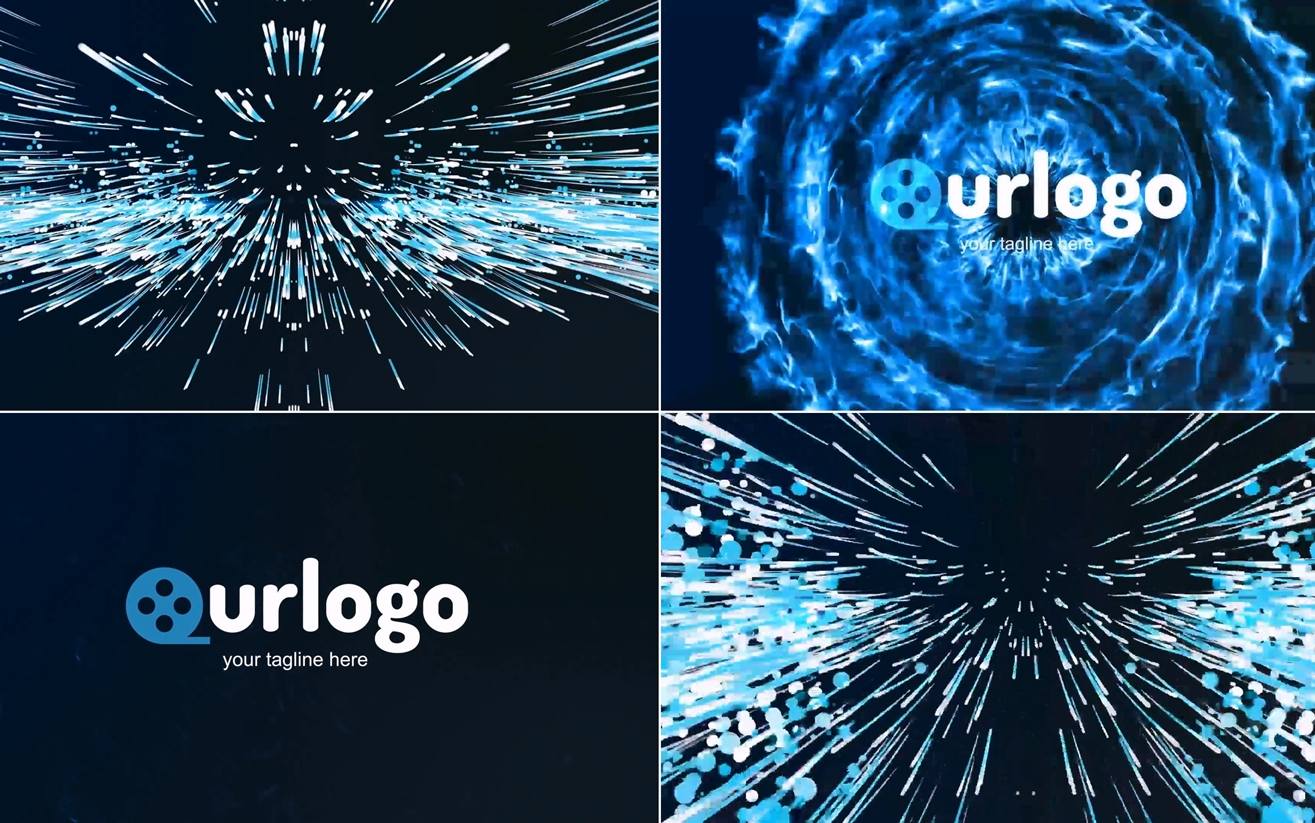 AE模板-卡通液体飞出屏幕效果透明粒子漩涡特效的动态LOGO片头...