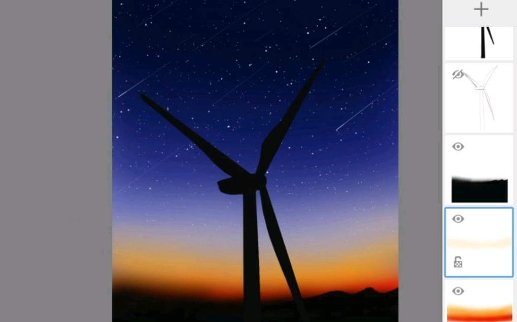 华为平板绘画教程|风车晚景|sketchbook妙笔生花绘画|零基础绘画