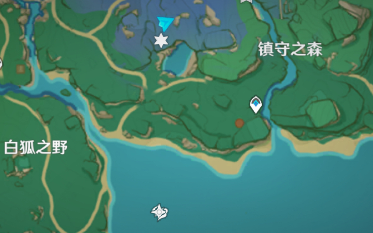 原神 白狐之野右边水域三个仙灵 废弃神社小水塘入口处仙灵