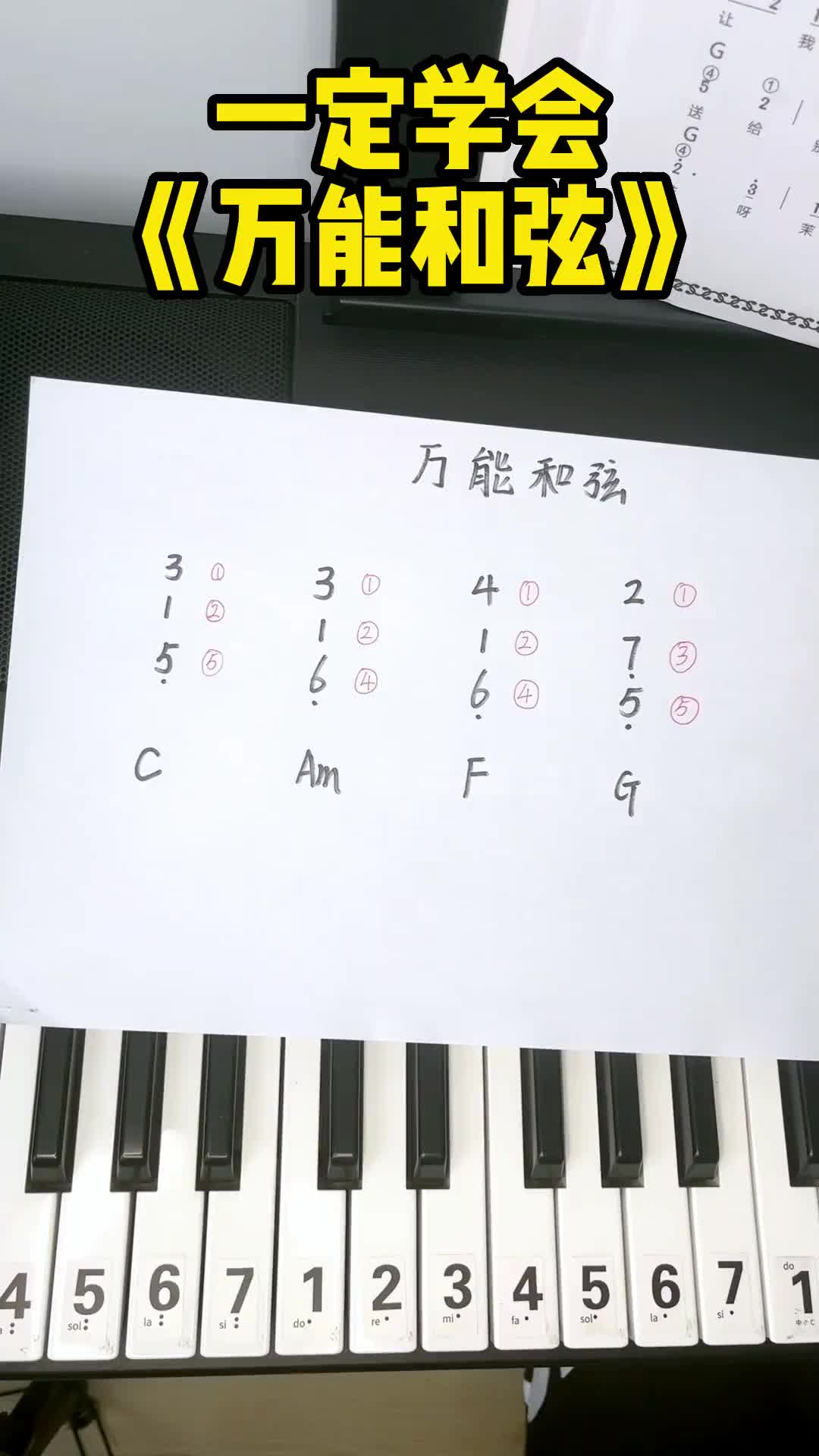 电子琴教学 简谱教学 电子琴 电子琴万能和弦要学会啦