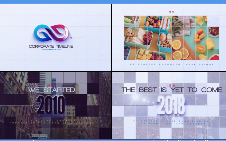 AE模板-时间轴效果的科技发展进步视频公司发展历程介绍团队成长...