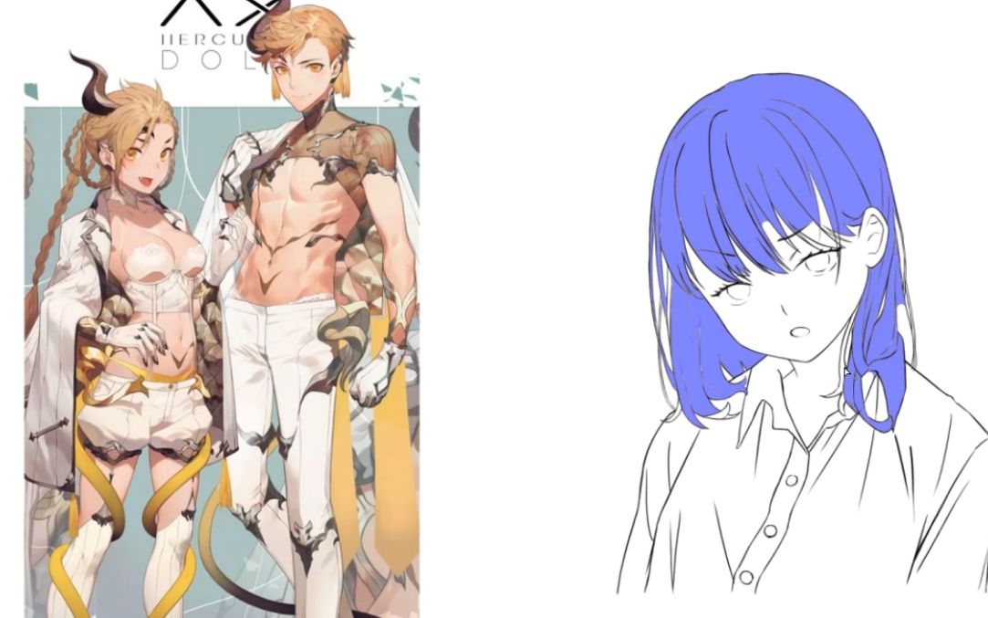 【绘画教程】简易平涂☆二次元上色过程讲解