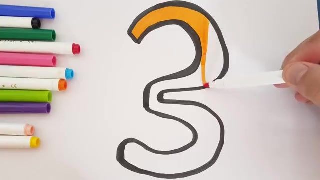 儿童简笔画:涂色数字一到九