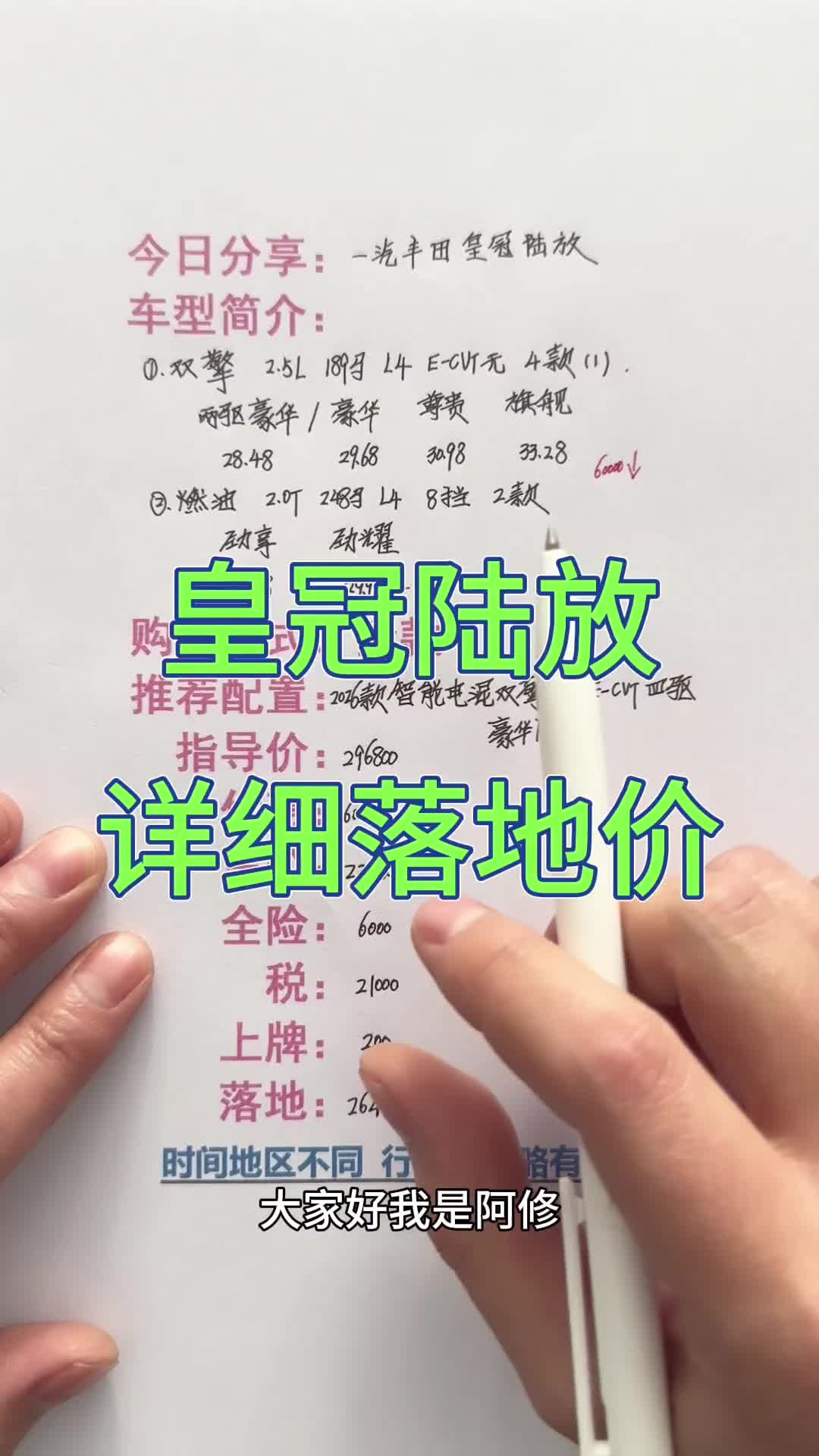 一汽丰田皇冠陆放详细落地价分享,皇冠陆放买车明细#汽车 #汽车人...