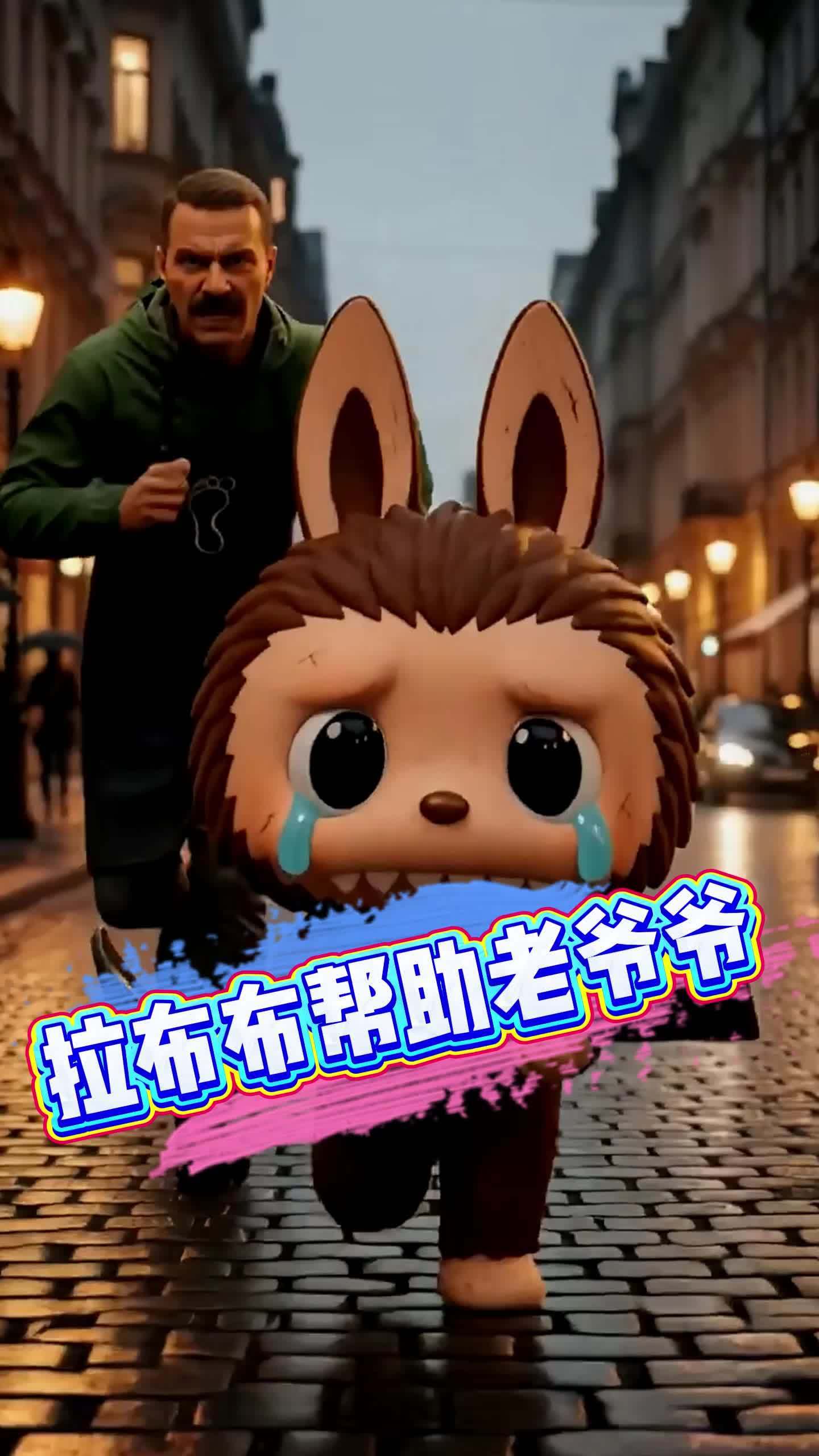 拉布布帮助老爷爷#可爱拉布布 #ai