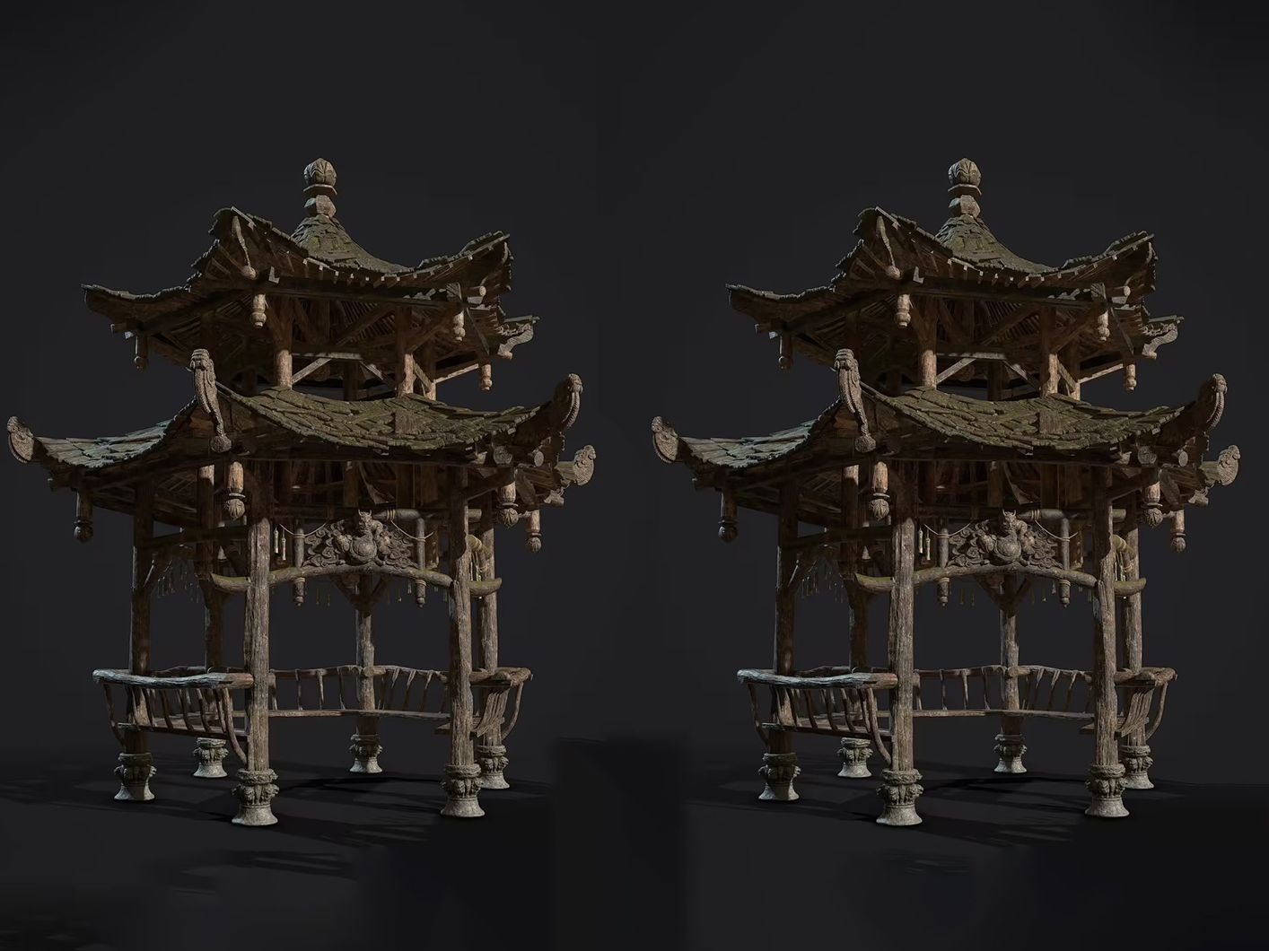 【maya建模】黑神话悟空游戏场景建模,适合新手的古风场景入门案例...