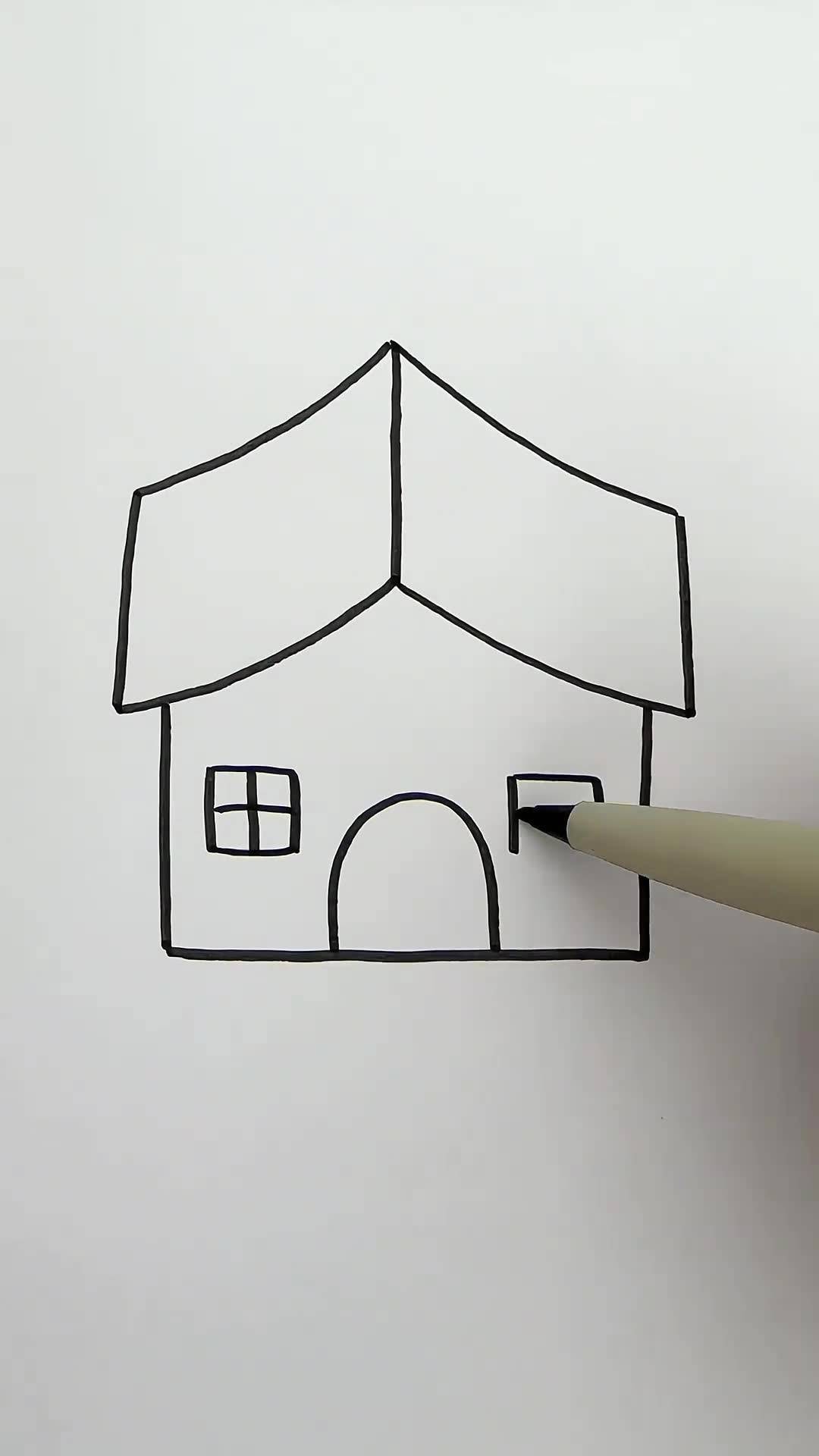 教你这样画简单的房子,小朋友一看就会