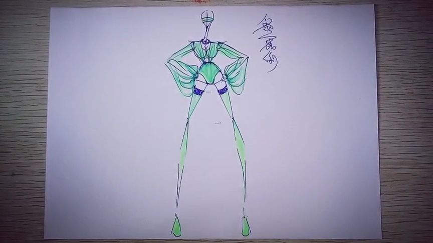 服装设计师的独居日常:时装画效果图手绘过程!灵感来源于中药草