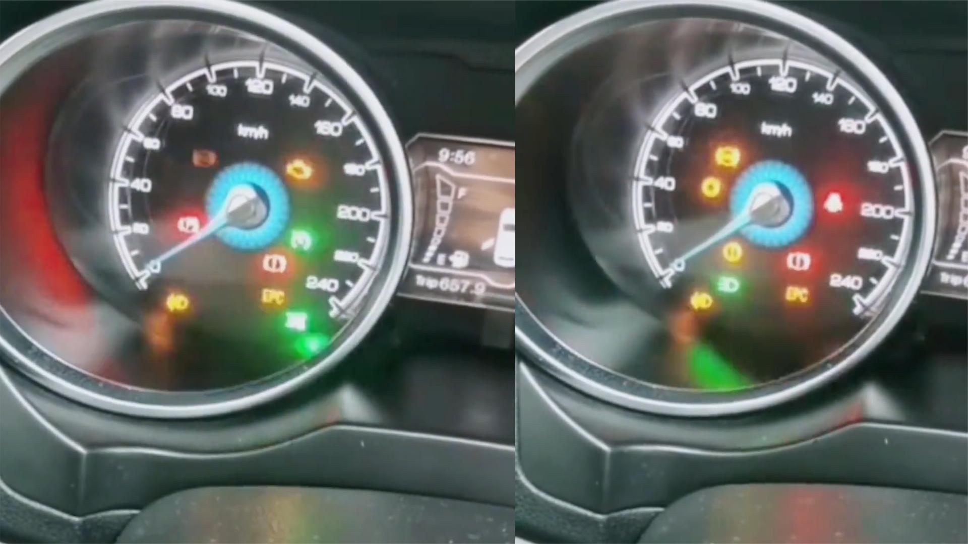 汽车无法启动仪表盘乱闪,指示灯全亮.