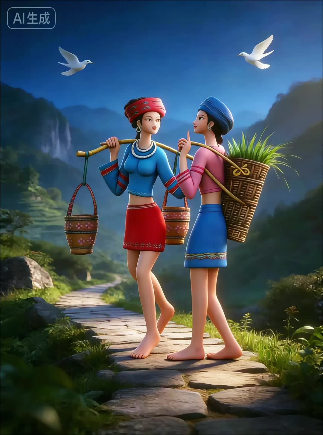 #热门 即梦AI智能创作云南少数民族姑娘扎染服饰风情舞蹈视频作品(...