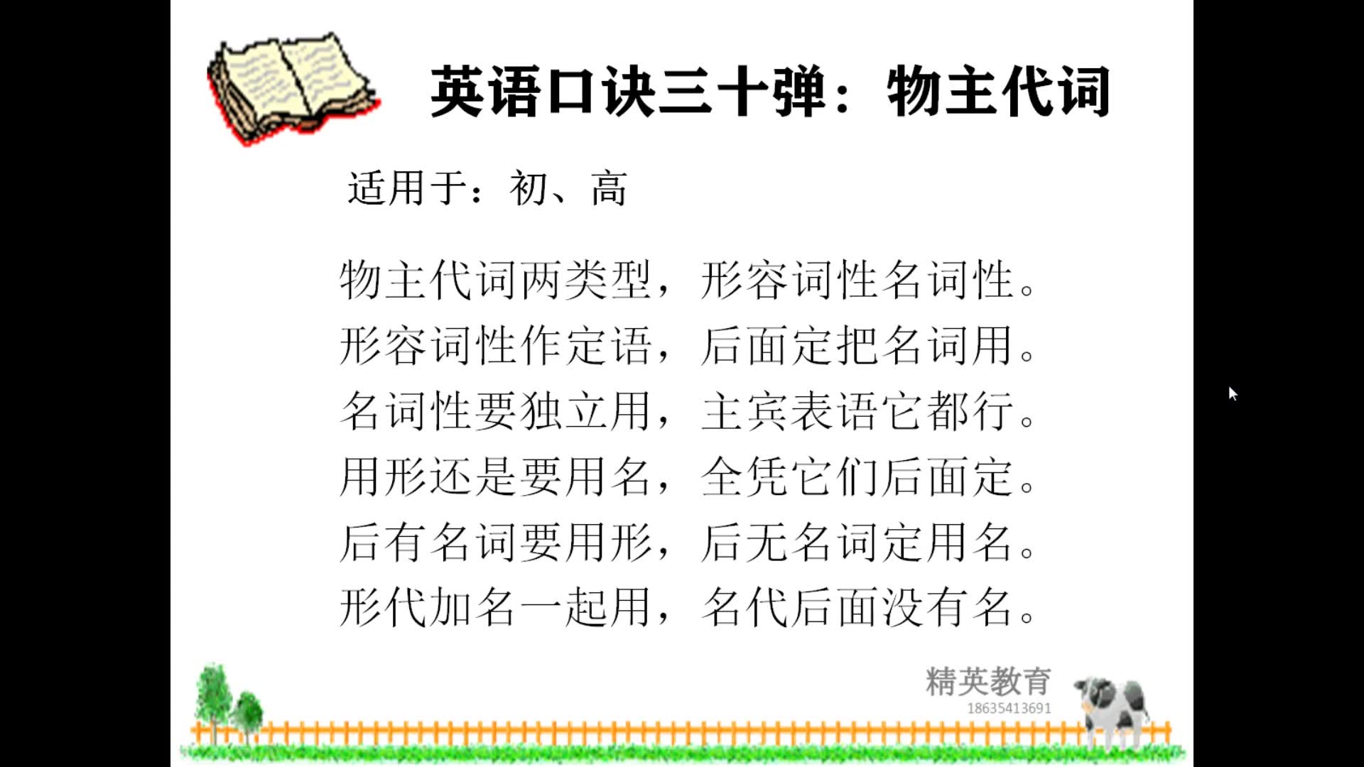 英语口诀三十弹:物主代词的用法