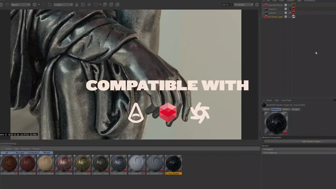 灰猩猩GSG C4D三大渲染器(Octane + Redshift + Arnold)合集材质预设包