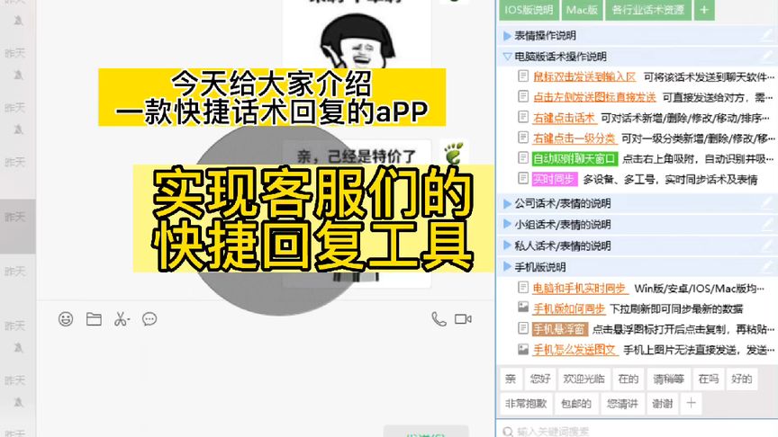 客服专用的快捷回复话术工具