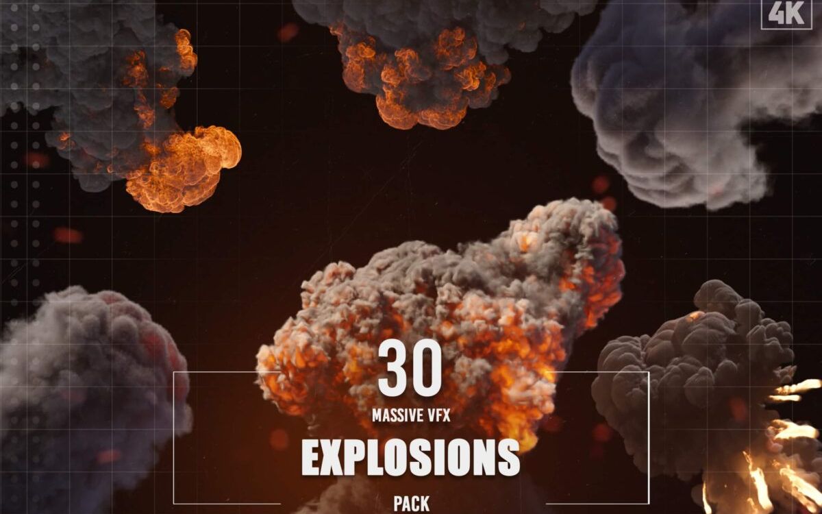 ...炮弹导弹炸弹撞击破坏4K视频素材包 30 Massive VFX Explosions Pack