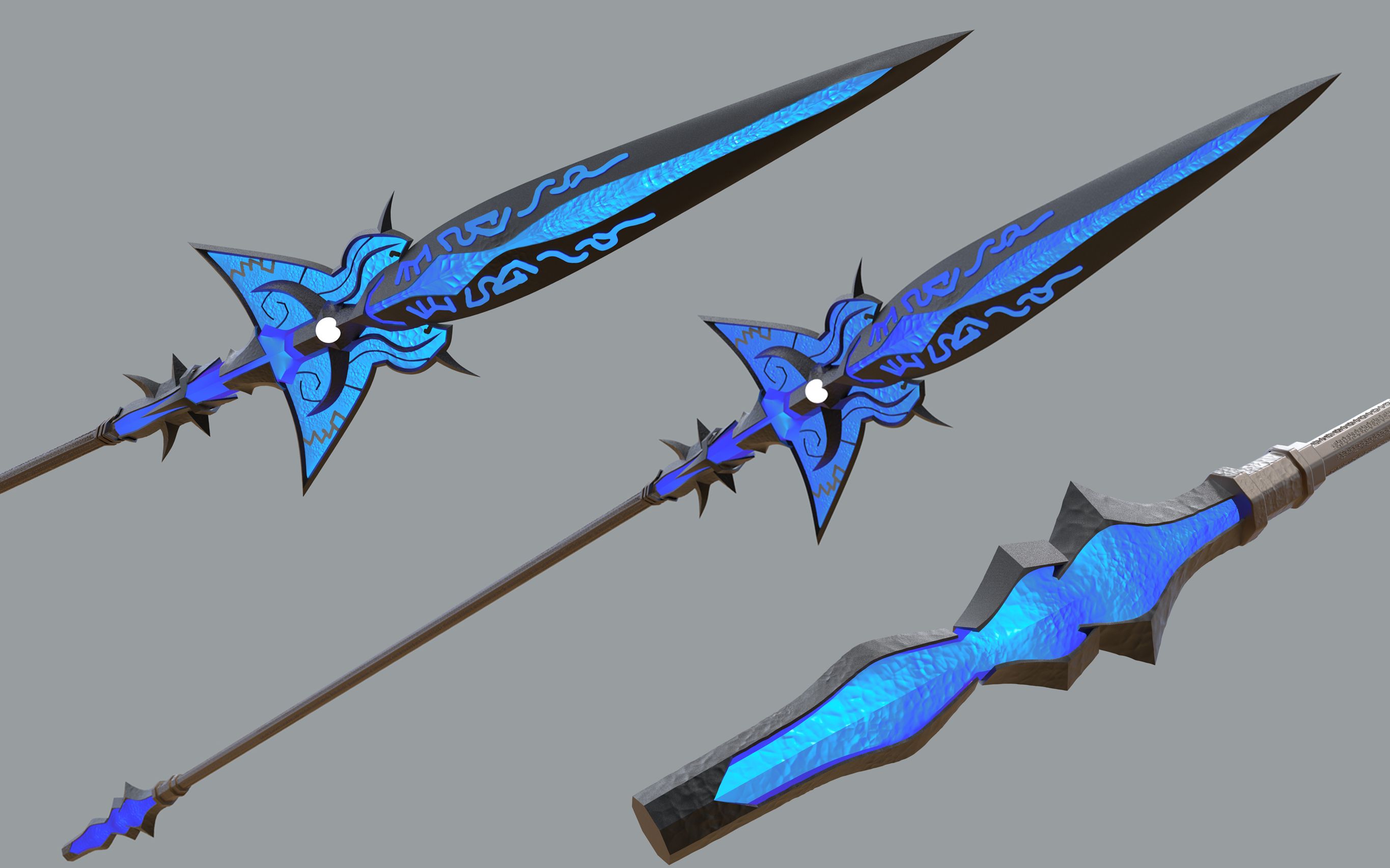 【3dmax游戏建模】《斗罗大陆》唐三第五魂技蓝银霸王枪制作教学