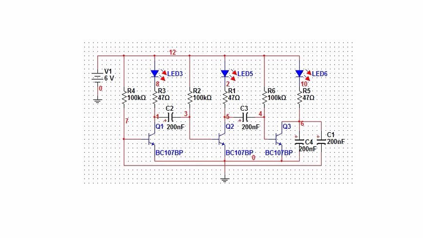 LED流动闪亮之三极管电路