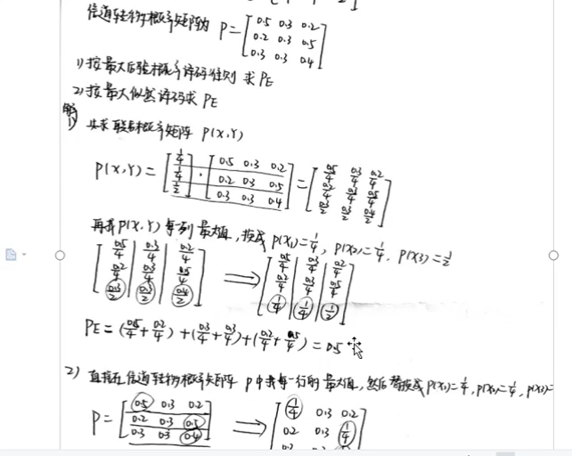 信息论与编码(最大后验译码与最大似然译码的错误率计算)