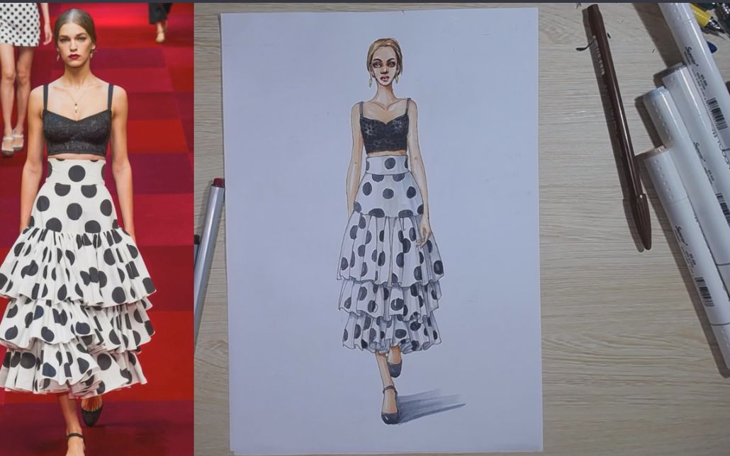 服装设计手稿怎么画 服装设计入门课程 人体模特9头长画法-5