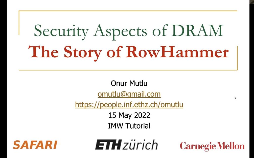 RowHammer攻击:内存硬件漏洞与案例讲解 苏黎世理工