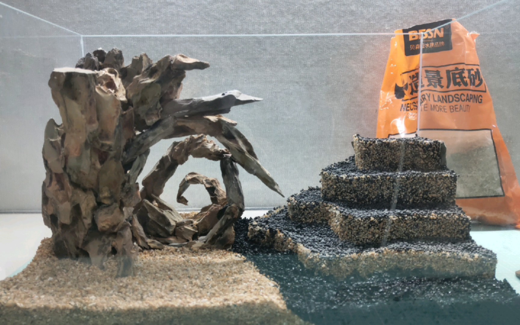 鱼缸 松皮石造景 鱼缸梯田造景 杜鹃根造景 水草造景 莫斯 三无草缸 ...