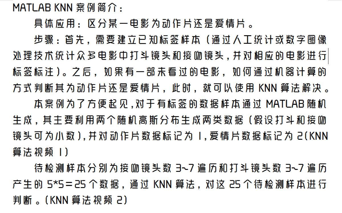 MATLAB实践 KNN算法(一)学习记录1