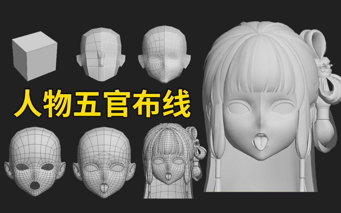 3DMAX人物建模,从拉box开始教你掌握头部五官布线技巧。眼睛,鼻子,...